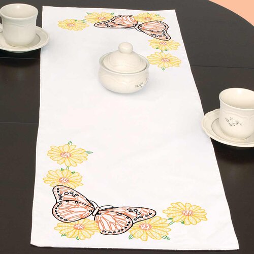Jack Dempsey Needle Art Butterflies Table Runner - Embroidery Kit ...