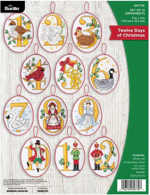 Bucilla 12 Days of Christmas Ornaments - Felt Applique Kit 89770E ...