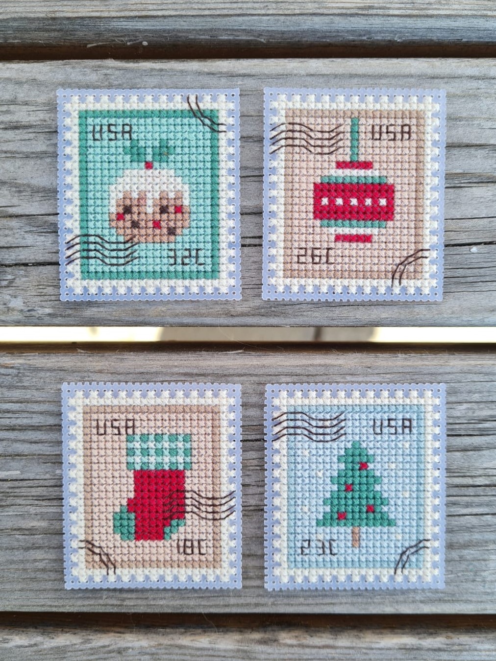 Cute Embroidery By Kate Christmas Postage Stamp - Cross Stitch Pattern ...