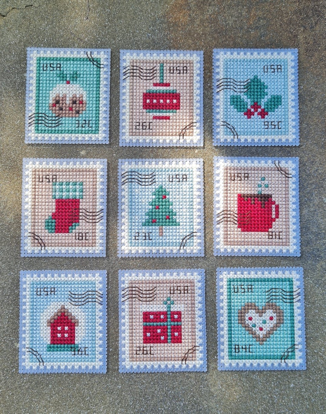 Cute Embroidery By Kate Christmas Postage Stamps Part 3 - Cross Stitch ...