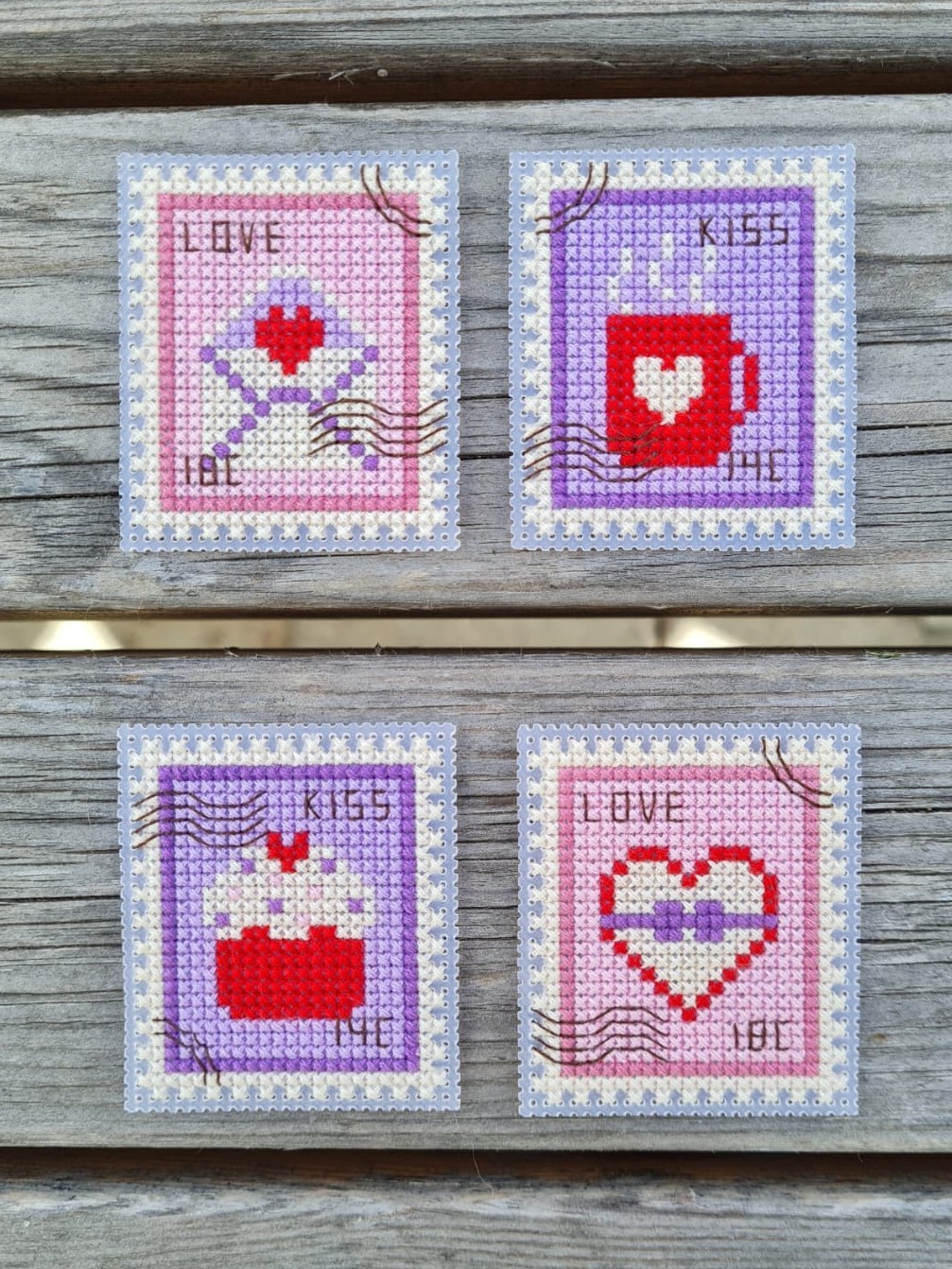 Cute Embroidery By Kate Valentines Day Postage Stamp - Cross Stitch ...