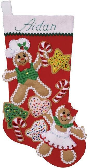 Design Works Gingerbread Friends Christmas Stocking - Felt Applique Kit ...