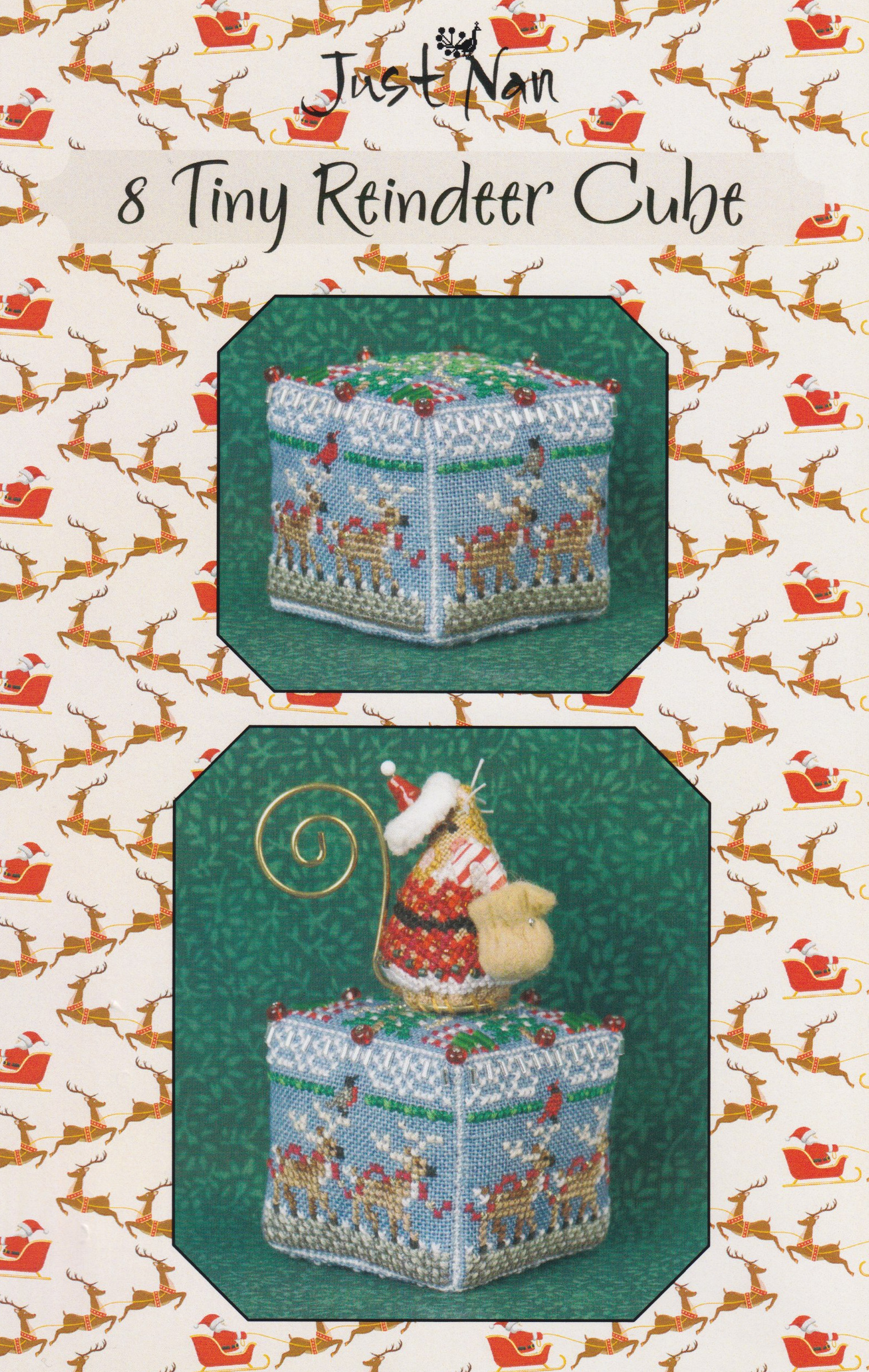 Just Nan 8 Tiny Reindeer Cube - Cross Stitch Pattern - 123Stitch