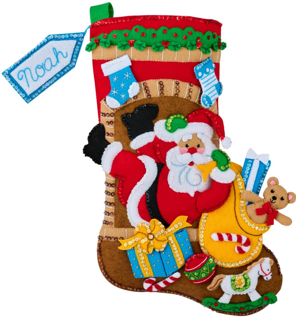Bucilla Fireplace Folly - Stocking - Felt Applique Kit 89585E - 123Stitch