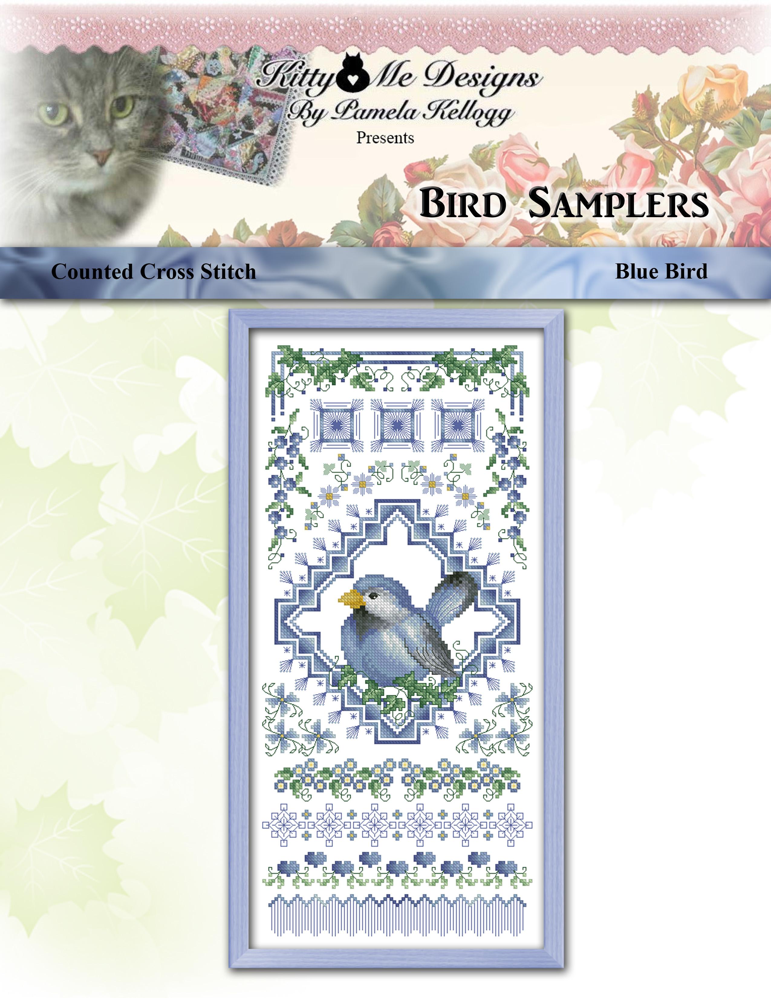 Kitty And Me Bird Samplers - Blue Bird - Cross Stitch Pattern - 123Stitch