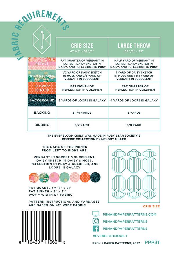 Pen and Paper Patterns Everbloom - Quilt Pattern - 123Stitch